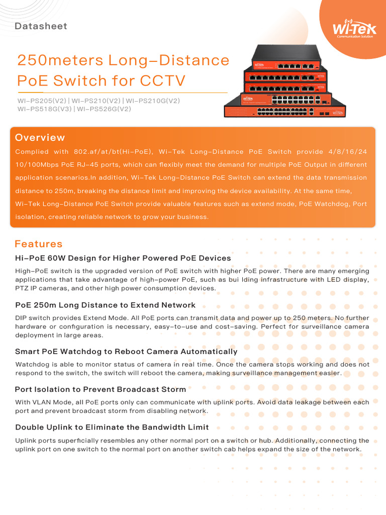WI-PS205 (V2) Datasheet V3.0 | PDF | Network Switch | Computer Network