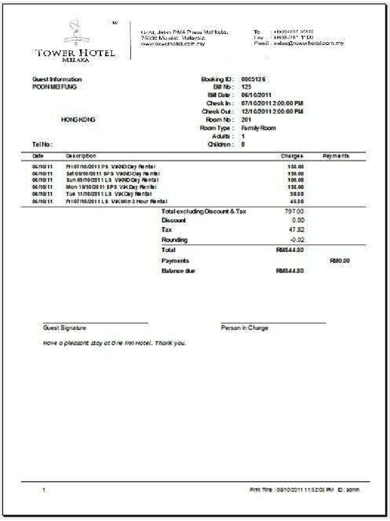 7+ Free Hotel Bill Formats - Word Excel PDF Formats | PDF
