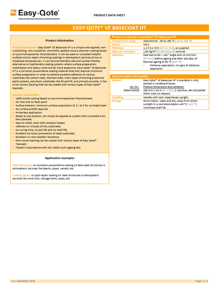 PDS Easy Qote VE Basecoat HT V3 EN | PDF | Coating | Corrosion