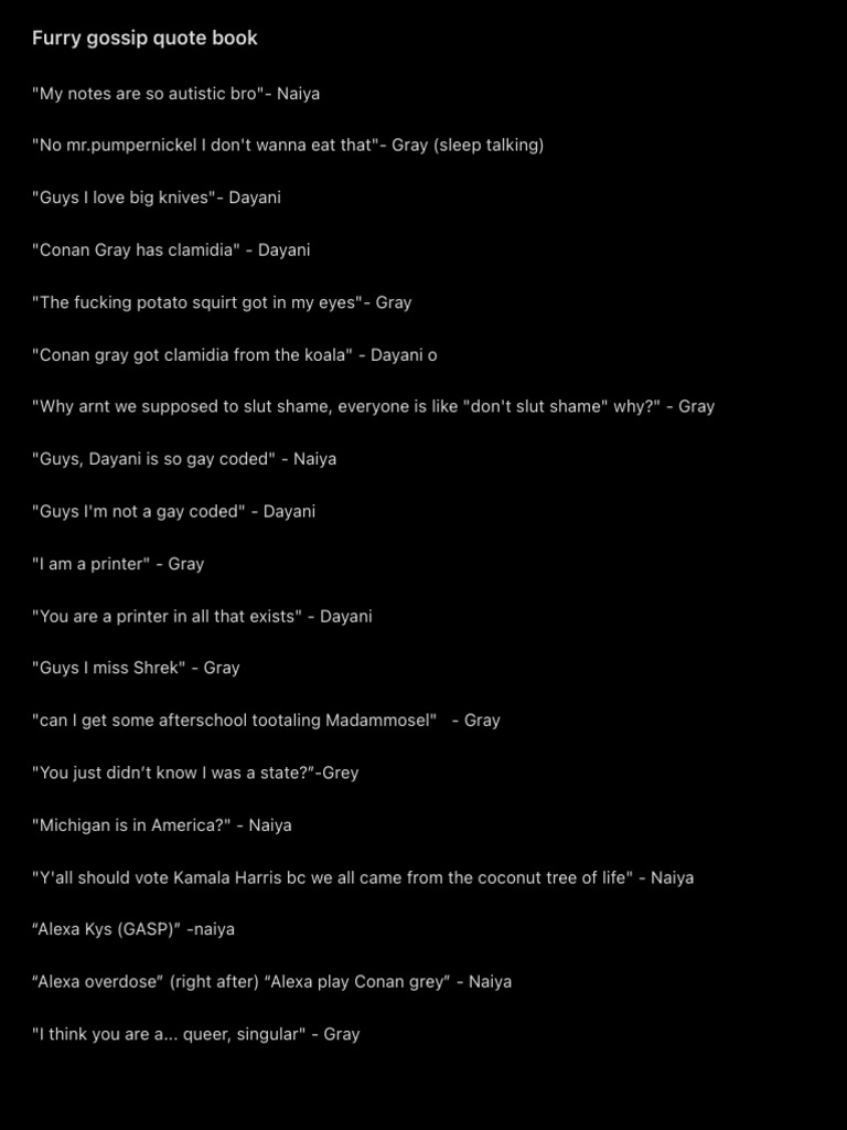 Furry gossip quote book | PDF