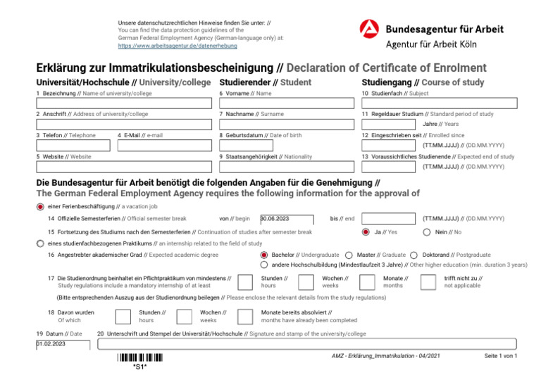 Immatrikulation Burulai | PDF
