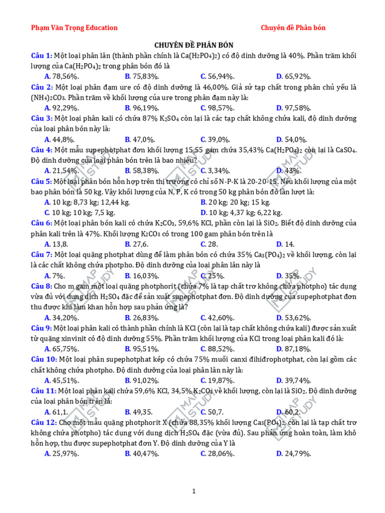 CHUYÊN ĐỀ PHÂN BÓN | PDF