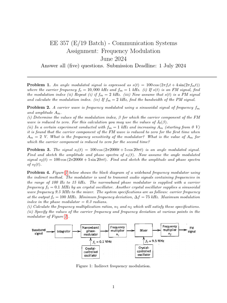 E19 FM Assignment 2024 | PDF | Frequency Modulation | Wireless