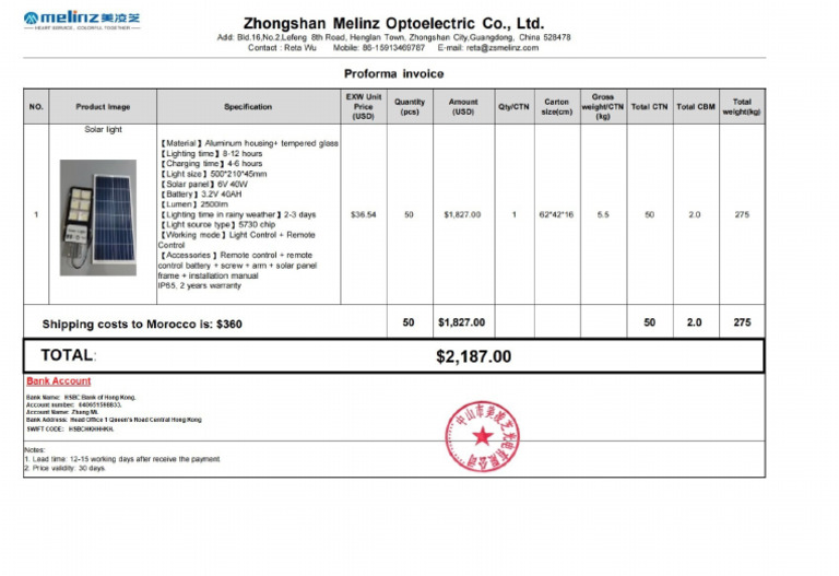 Proforma invoice -Morocco | PDF