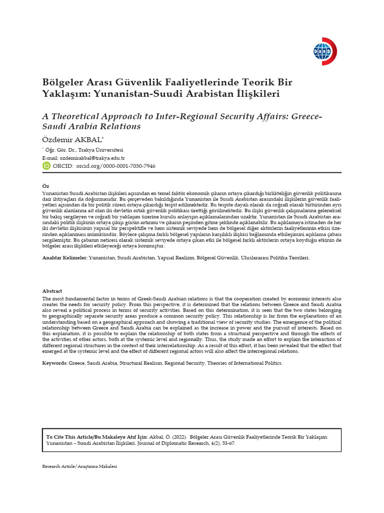 B - Lgeler Arasi G - Venl - K Faal - Yetler - Nde Teor - K B - R Yakla - Im - Yunan - Stan-Suud ...