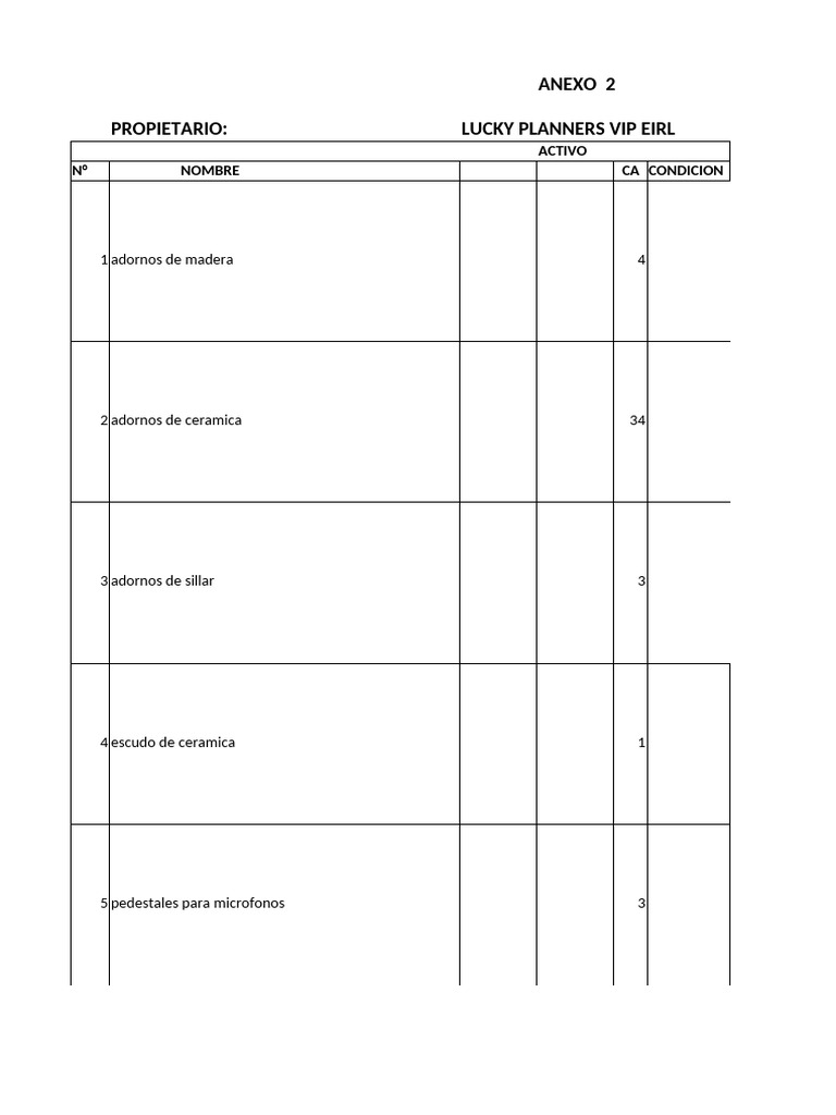 Inventario de Bienes Muebles 2do Piso Swing Hotbar 2023 | PDF