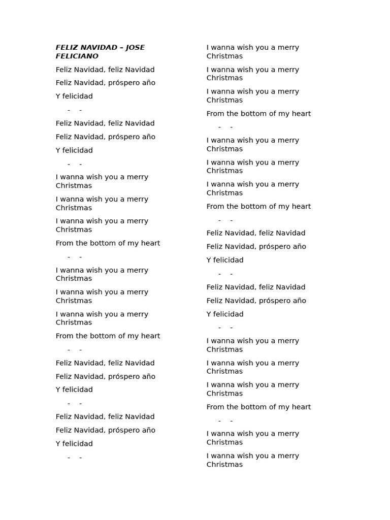 Feliz Navidad: José Feliciano | PDF | Musica cristiana | Canciones