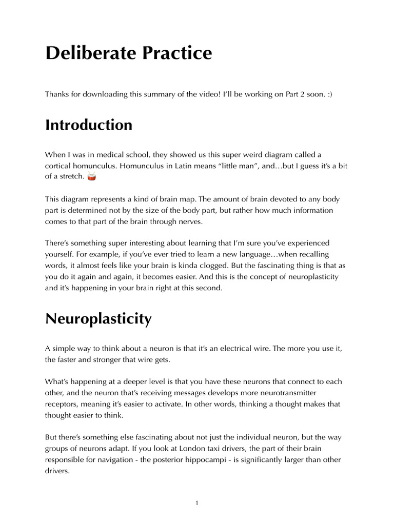 Deliberate Practice | PDF | Brain | Neuron