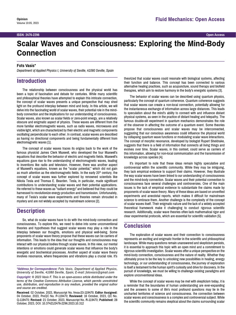 Scalar Waves and Consciousness Exploring The Mindbody Connection | PDF ...