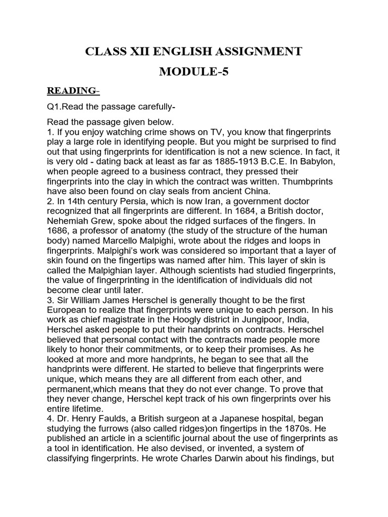 Class XII English-Module-5 | PDF | Fingerprint