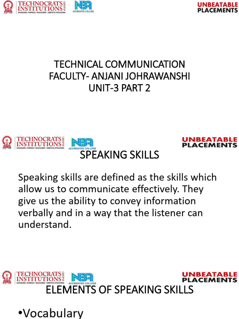 TECHNICAL COMMUNICATION UNIT 3 PART 2 - Copy | PDF | Communication | Vocabulary