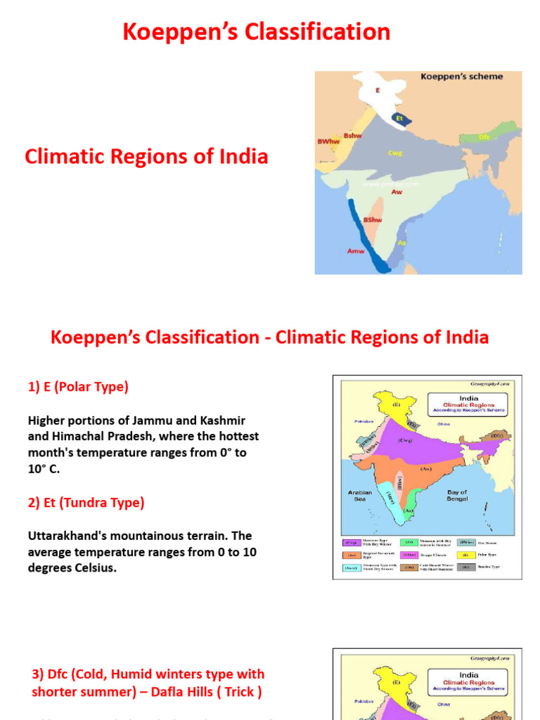 Koppen Climate Classification of India | PDF | Climate | Physical Geography