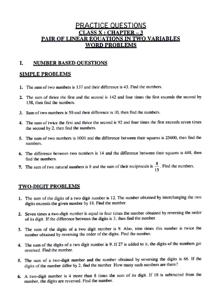 Linear Eqautions Worksheet Pdf Rectangle Mathematics 0644