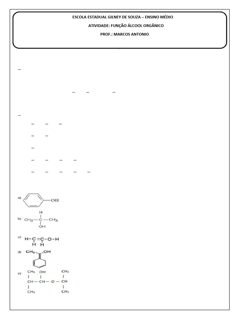 Função Álcool Orgânico: Conceitos e Classificações | PDF