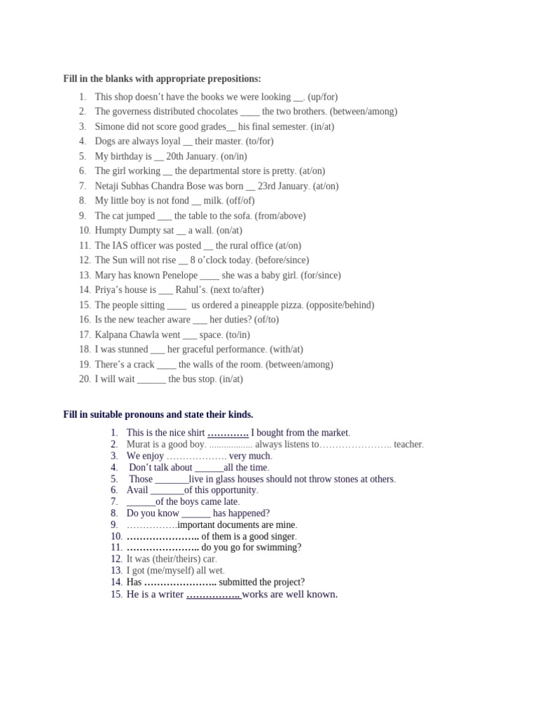 Class 7th English Worksheet | PDF | Linguistics | Languages