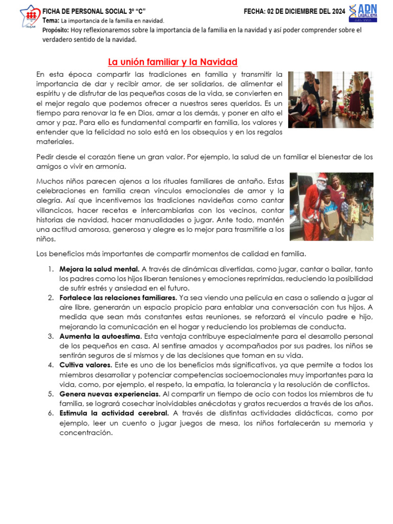Importancia de la familia en Navidad | PDF | Amor | Familia