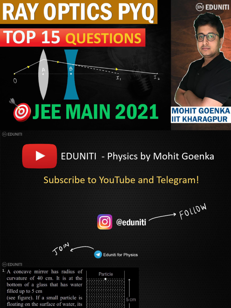 JEE Top PYQs - Ray Optics - Eduniti | PDF