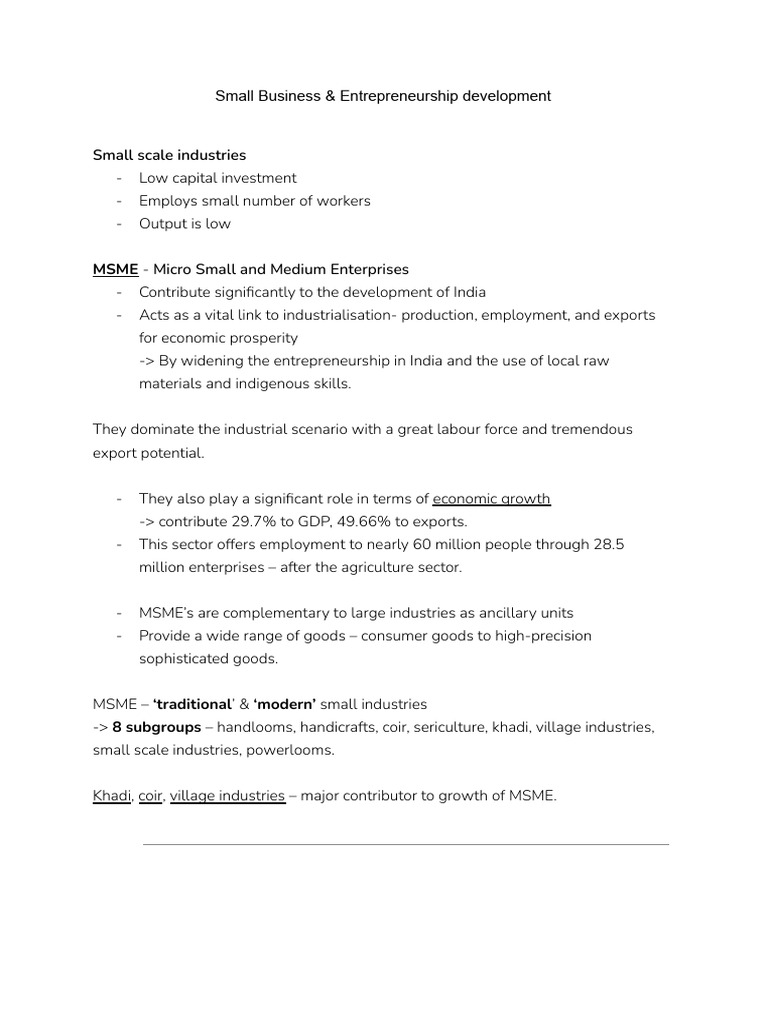 Small Business & Entrepreneurship Development Notes - Grade 11 | PDF ...