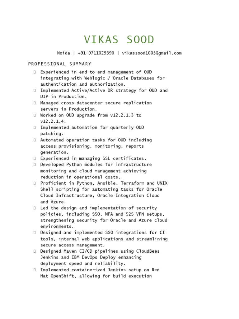 Resume - Vikas Sood | PDF | Cloud Computing | Microsoft Azure