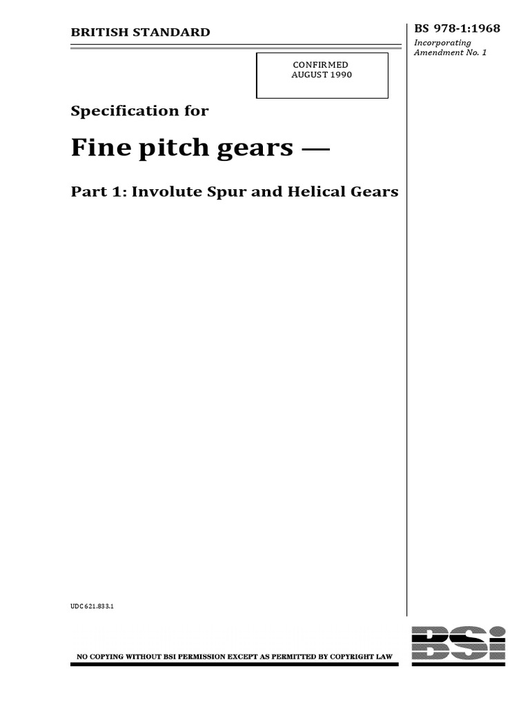 BS 978 1 | PDF | Gear | Mechanical Engineering