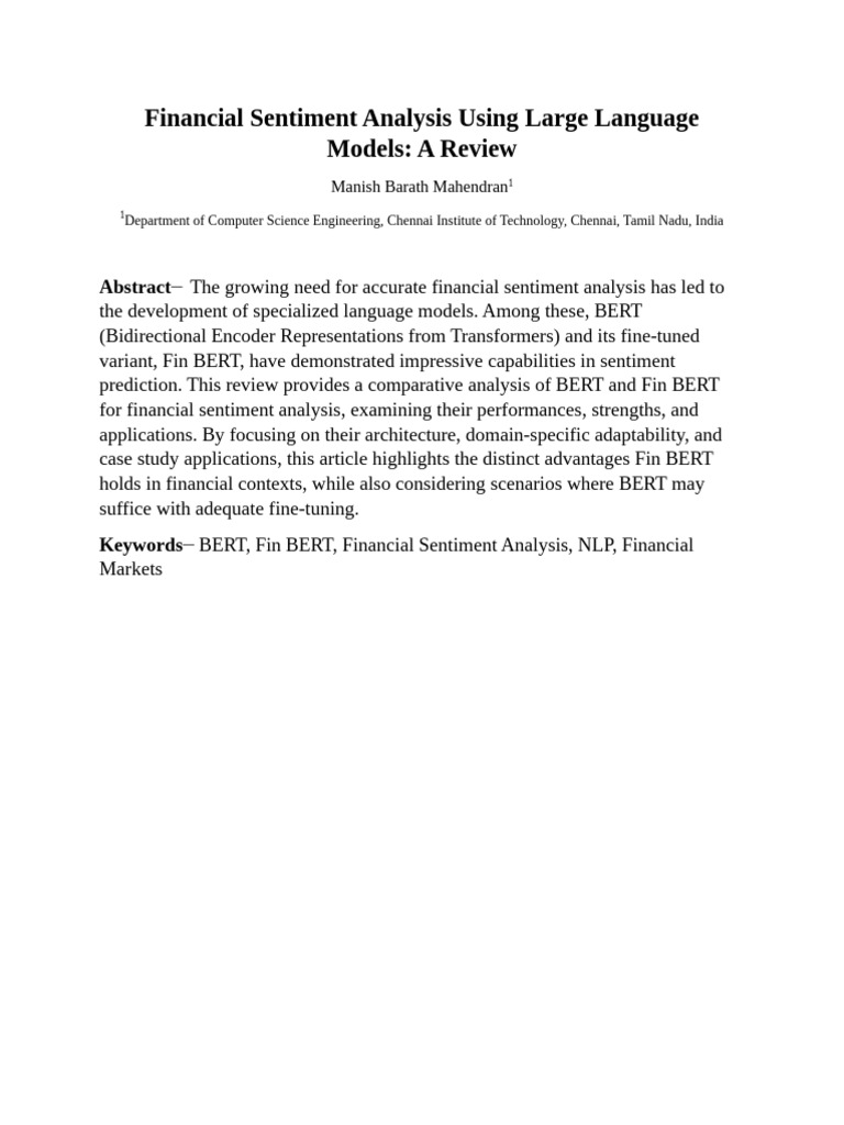 Comparative Analysis of Financial Sentimental Analysis | PDF