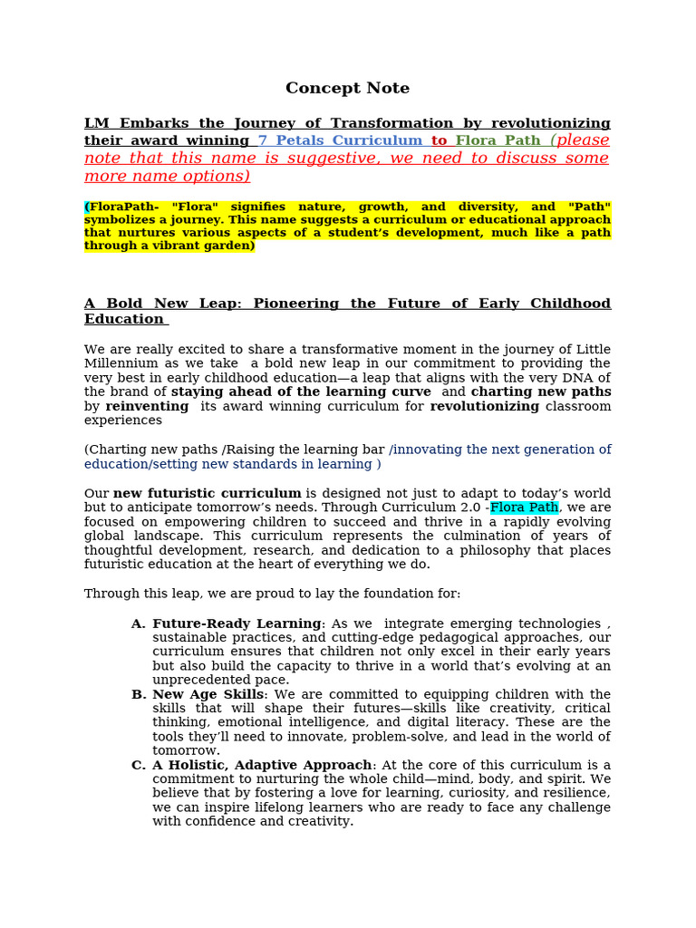 Transforming Early Education: Flora Path | PDF | Psychological ...