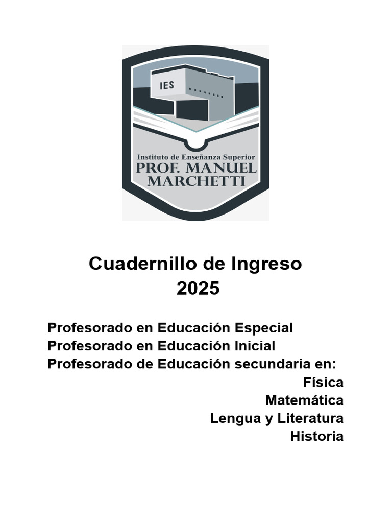 Cuadernillo Ingreso Profesorado en Matematica 2025 | PDF | Ecuaciones | Inteligencia artificial