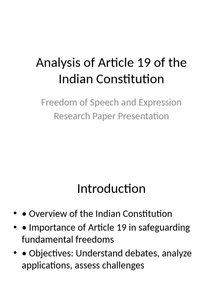 Article 19 Analysis Presentation | PDF