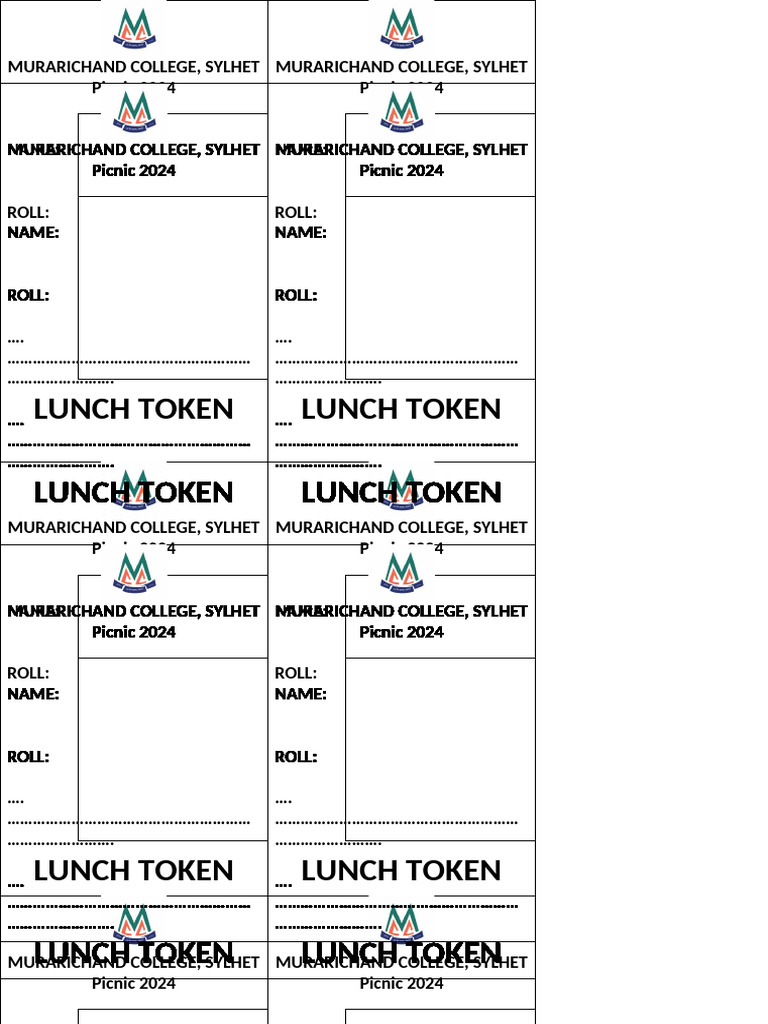 Murarichand College Picnic 2024 Token | PDF