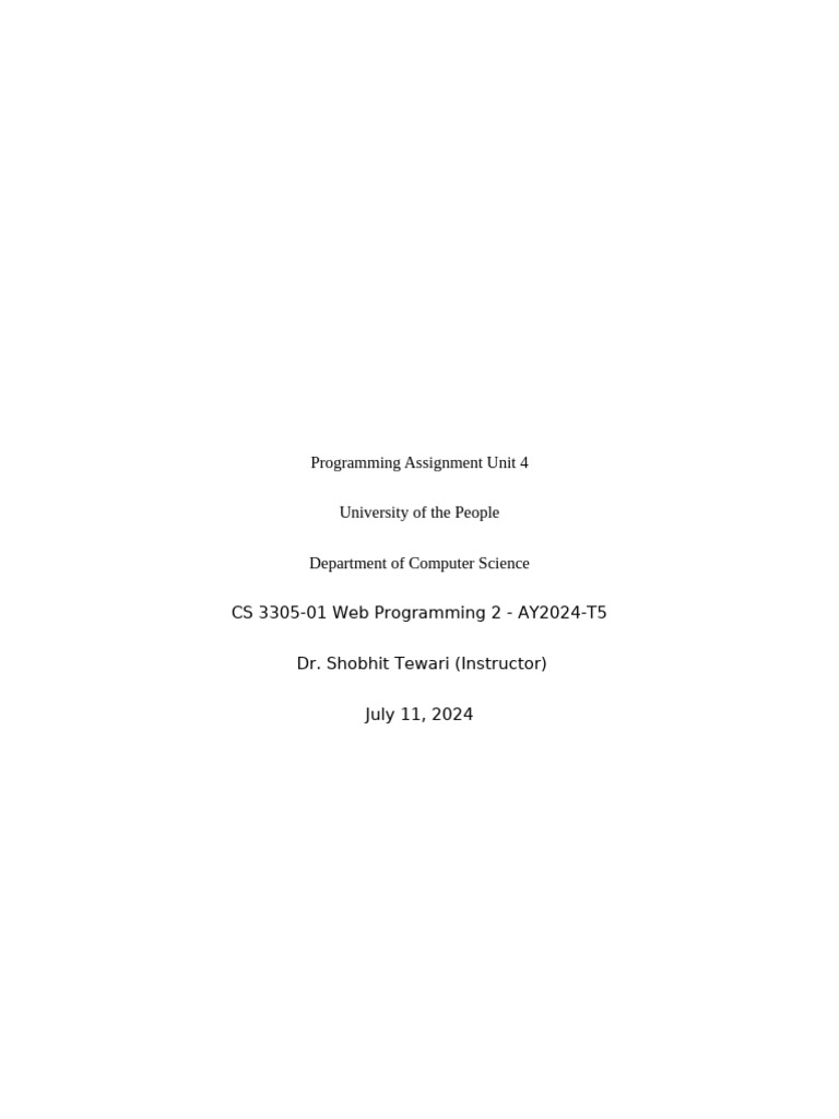 CS-3305-01 Programming Assignment Unit 4 | PDF