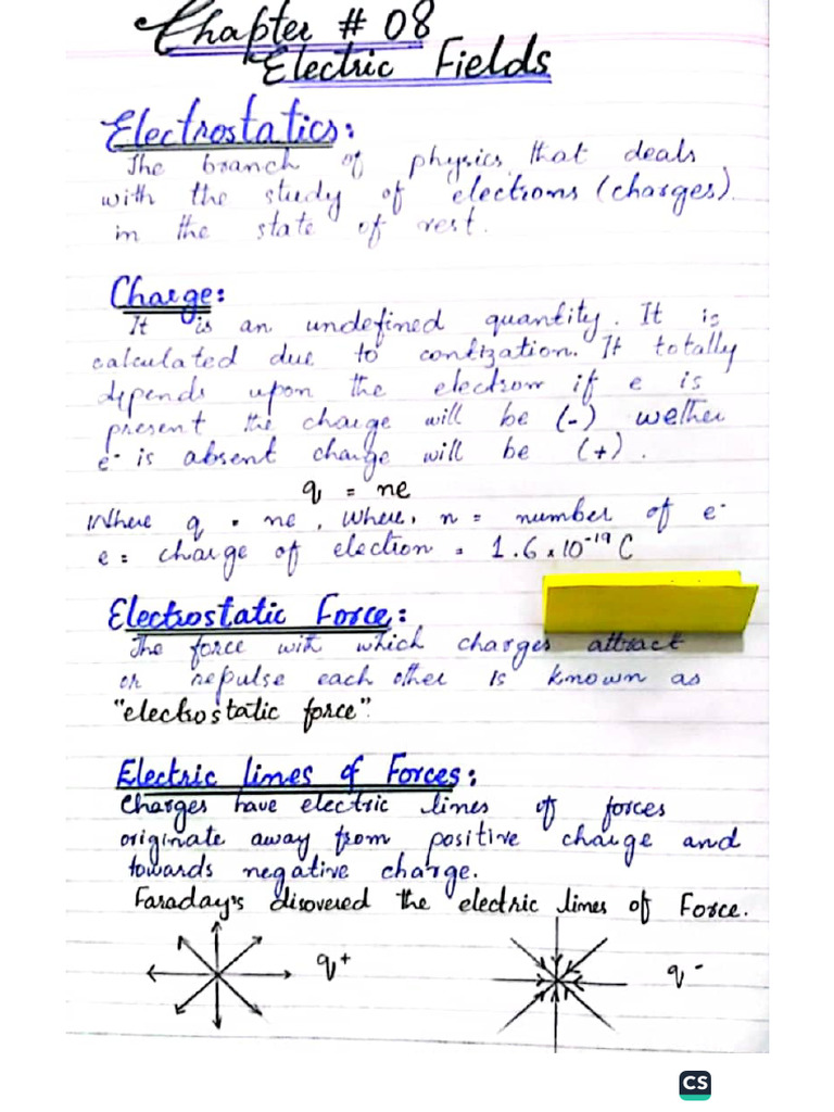 Chap 8 Electrostatics | PDF