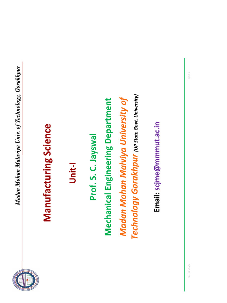 Manufacturing Science (SC JAYSWAL SIR) | PDF