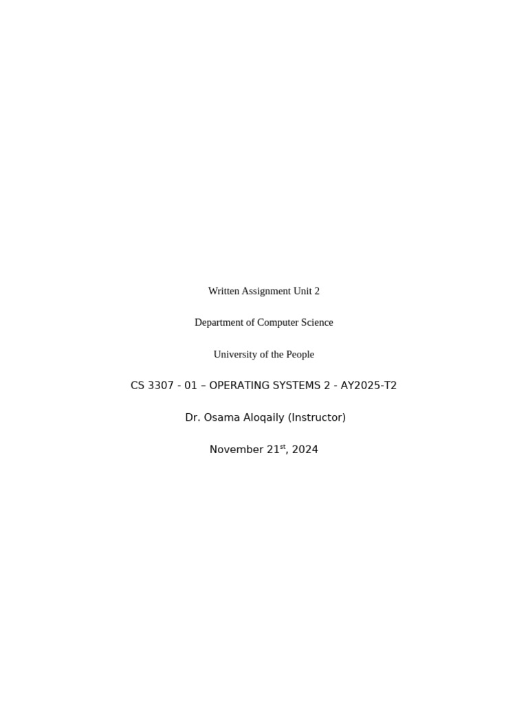 CS 3307 01 Written Assignment Unit 2 | PDF | Parallel Computing | Simulation