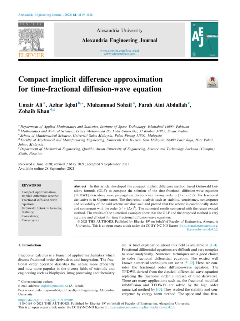 Compact Implicit Difference Approximation For Time-Fractional Diffusion-Wave Equation | PDF ...