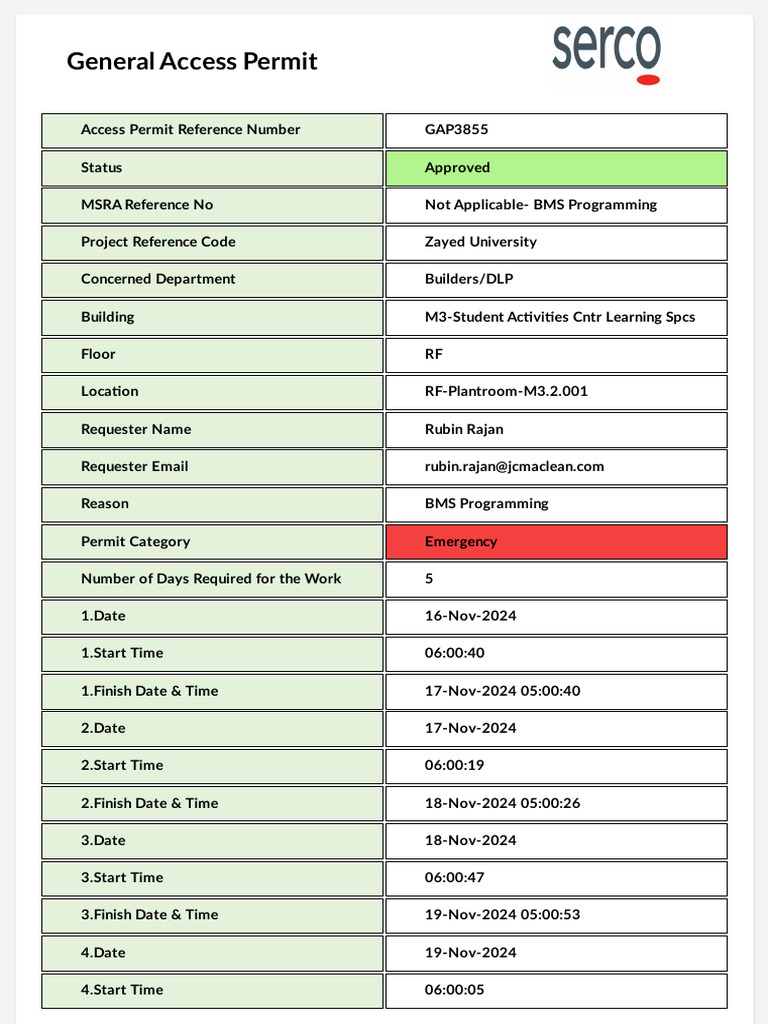 BMS - General Access Permit | PDF