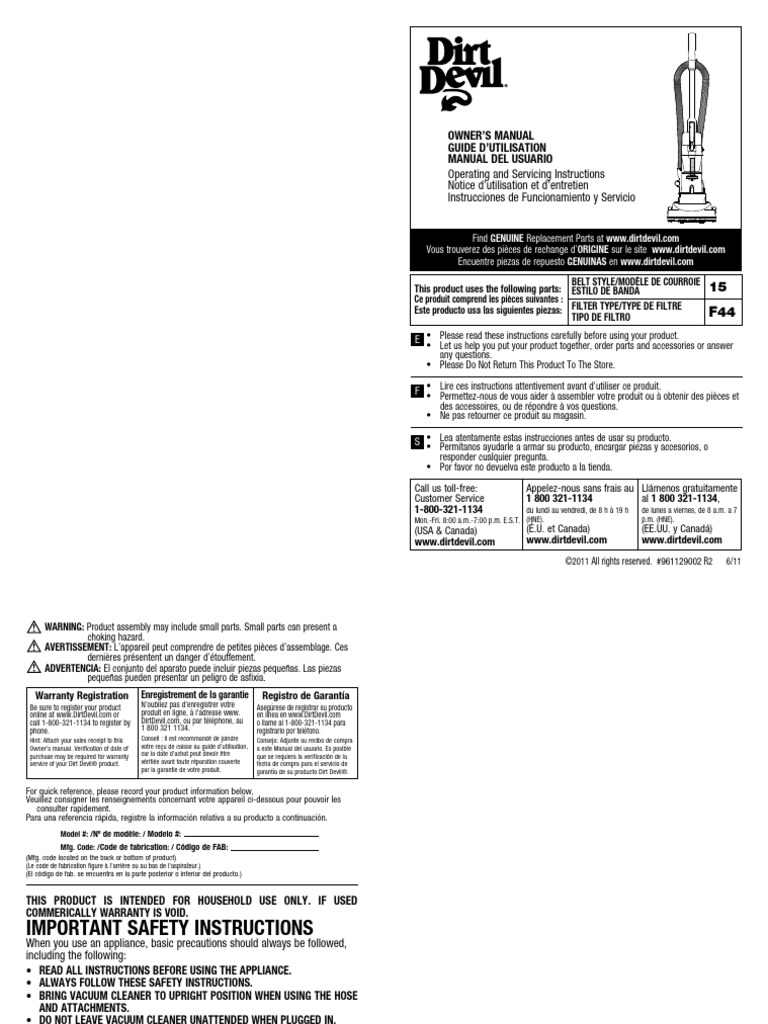 Dirt Devil | PDF | Aspiradora | Máquinas
