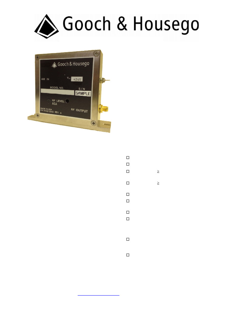 AOM Driver 2910 Series Datasheet | PDF | Modulation | Amplifier