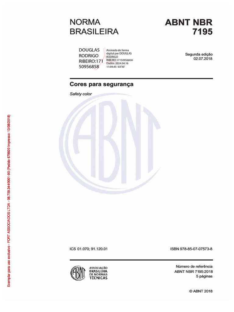 NBR-7195-2018-cores-para Segurana | PDF | Radioatividade | Cor