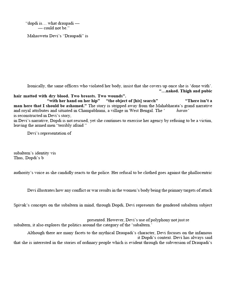 Draupadi As A Feminist Text | PDF | Women's Rights | Discrimination ...
