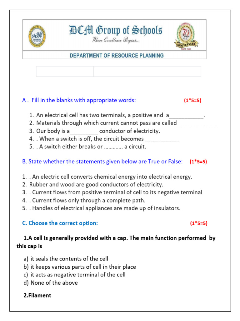 6th Electricity and Circuits | PDF | Electric Current | Switch