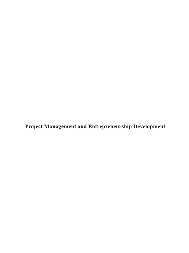 Project Management and Entrepreneurship Development PDF | PDF ...