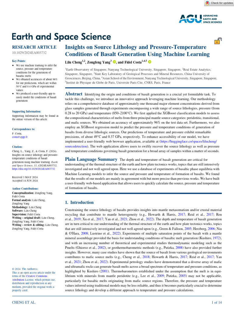 Earth and Space Science - 2024 - Cheng - Insights On Source Lithology ...