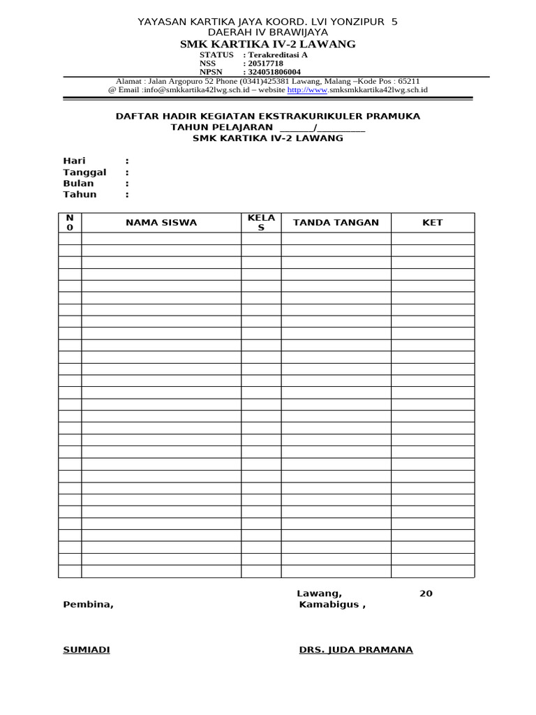 310696594-DAFTAR-HADIR-KEGIATAN-EKSTRAKURIKULER-PRAMUKA-docx | PDF 310696594-DAFTAR-HADIR-KEGIATAN-EKSTRAKURIKULER-PRAMUKA-docx | PDF