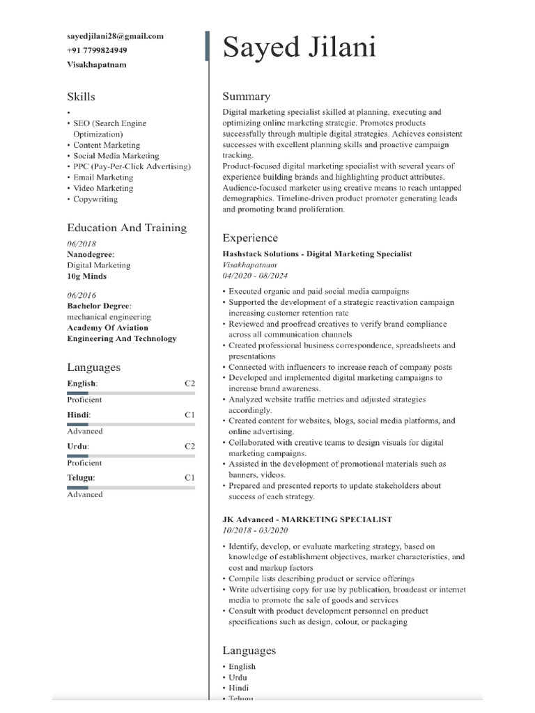 Sayed jilani resume | PDF Sayed jilani resume | PDF