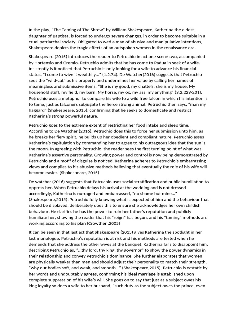 English Assignment1-Taming of The Shrew | PDF | The Taming Of The Shrew