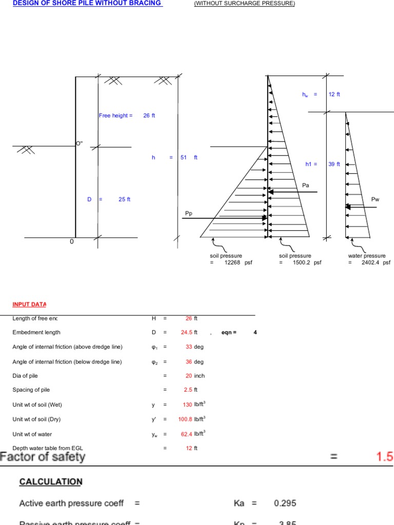 Shore Piling Design and Analysis | PDF | Pressure | Soil