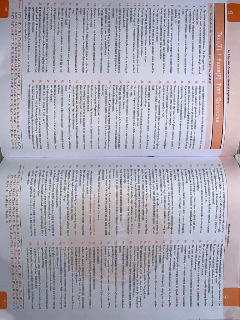 Induction Machines: Key Concepts & Tests | PDF | Electric Motor ...