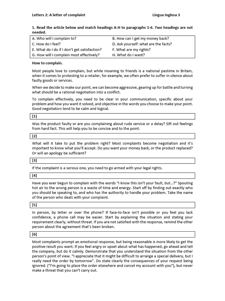 Effective Complaint Writing | PDF
