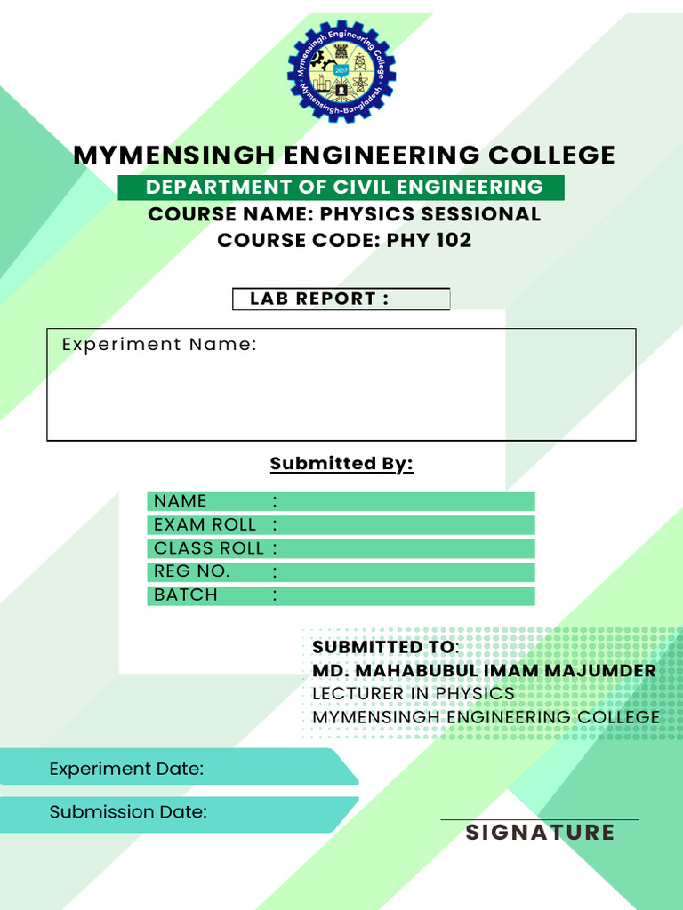 Physics Lab Report Cover | PDF