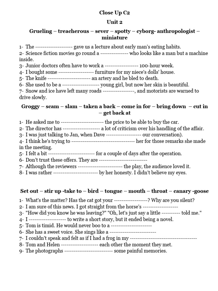 Close Up C2 unit 2 | PDF